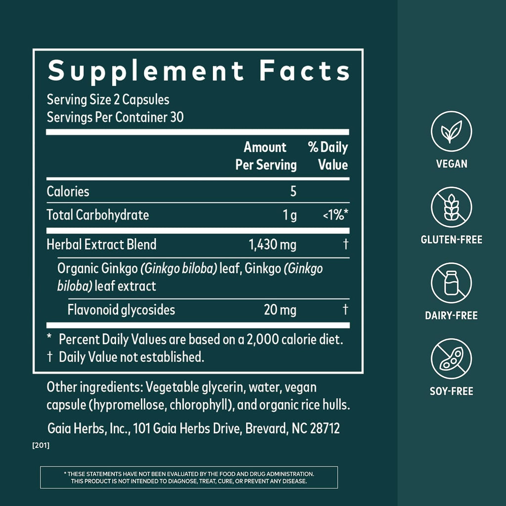Gaia Herbs ginkgo leaf benefits