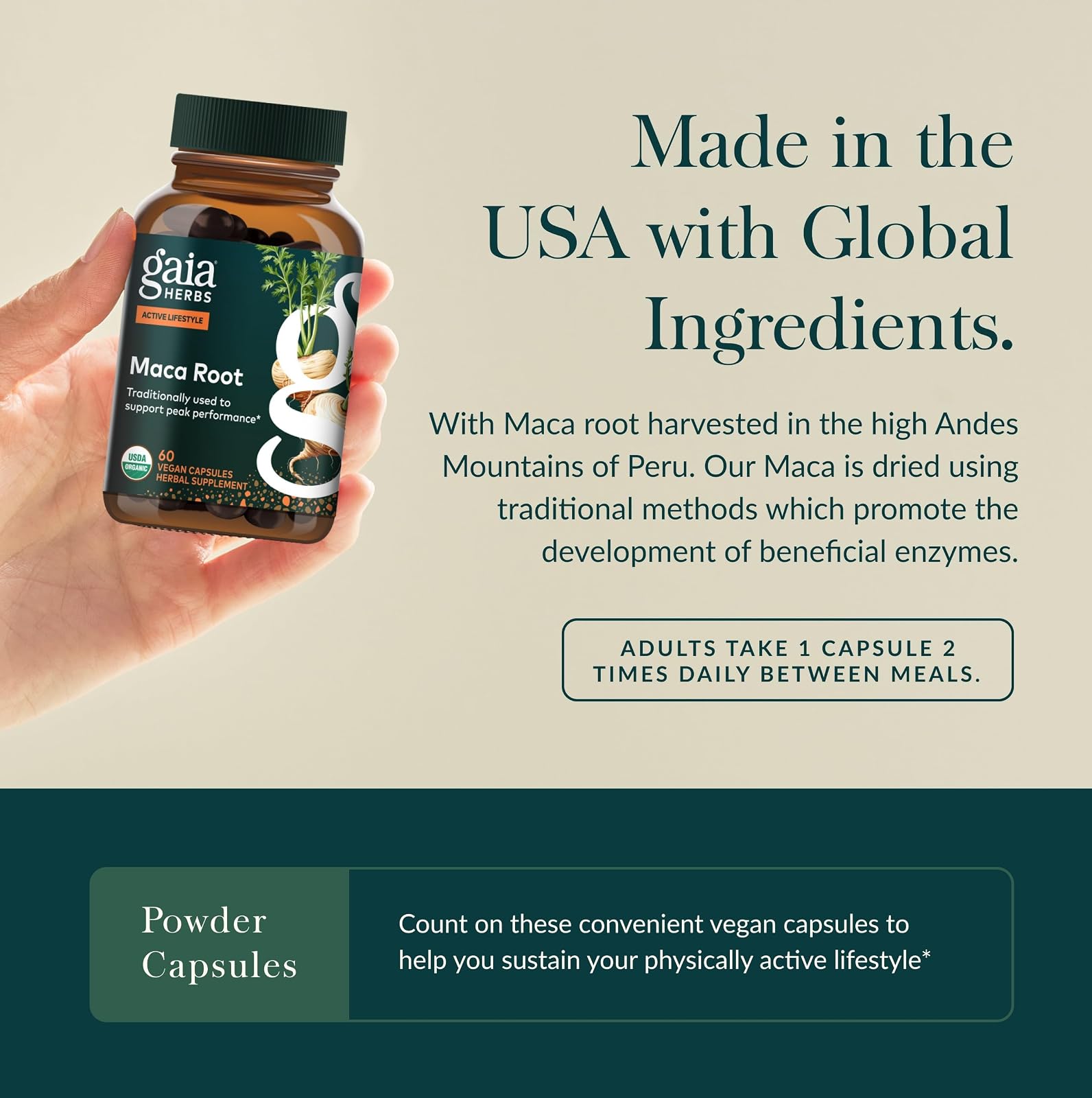 Gaia Herbs Maca supports athletic performance