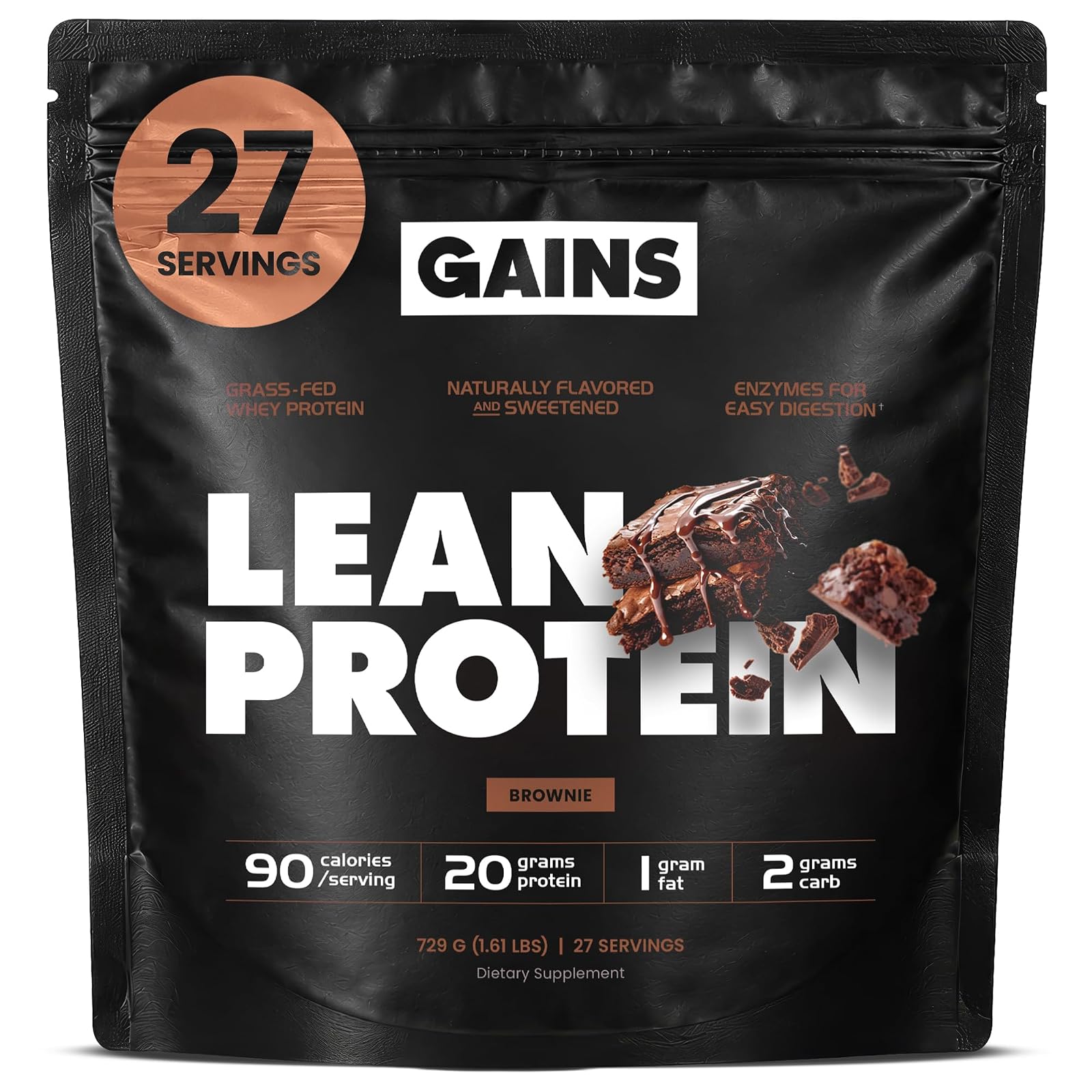 Gains in Bulk whey protein brownie flavor