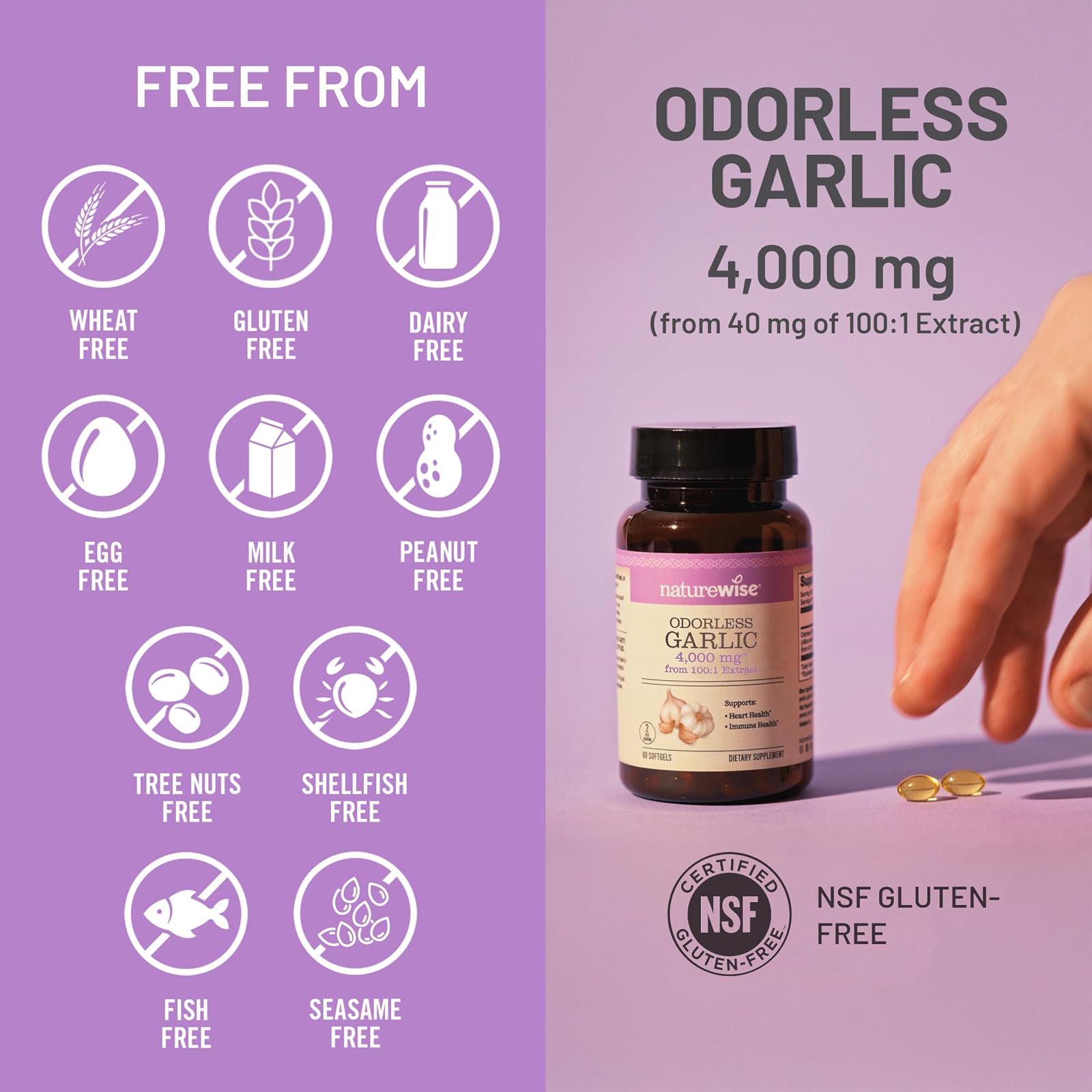 Garlic capsules for heart health