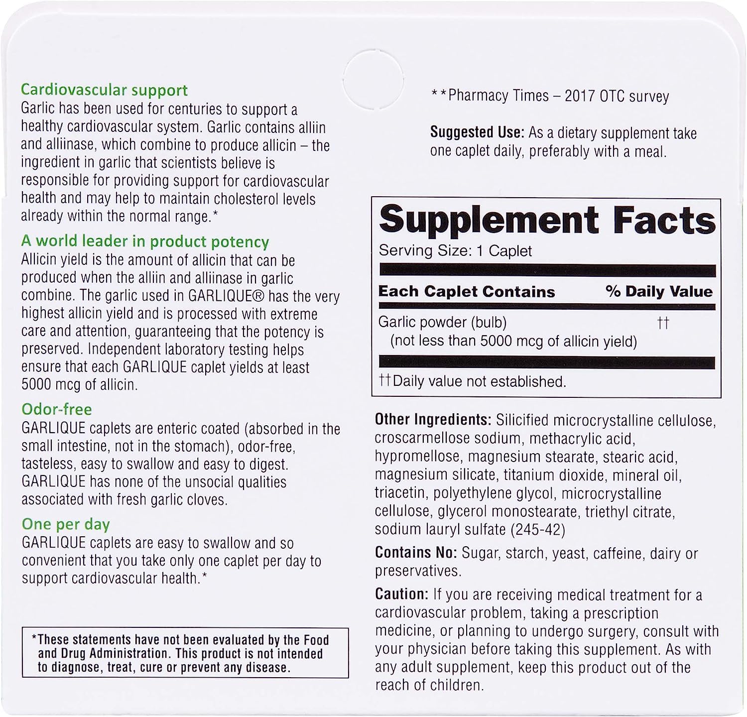 Garlique caplets for daily health support