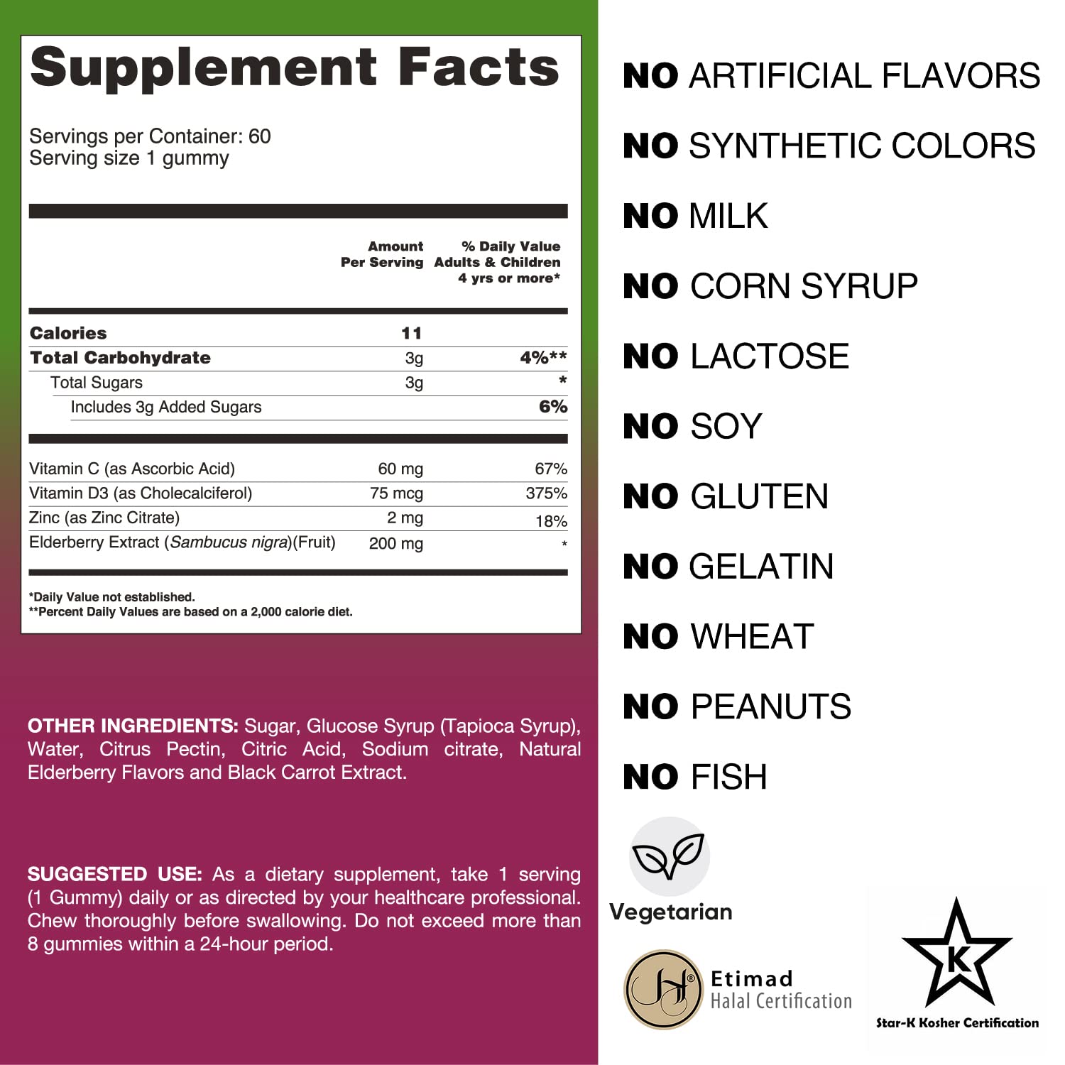 gelatin-free elderberry supplement benefits