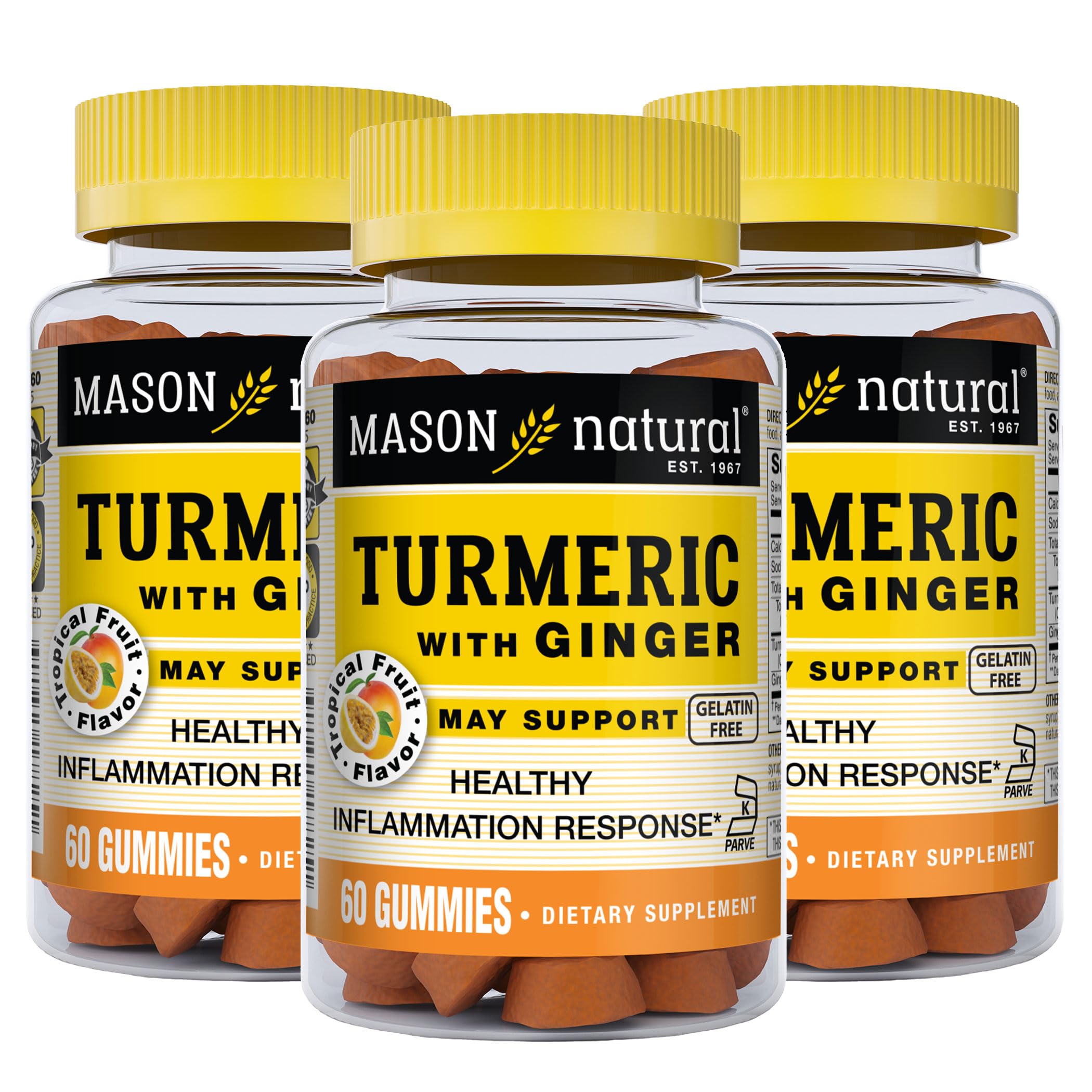 Gelatin-free turmeric and ginger supplements