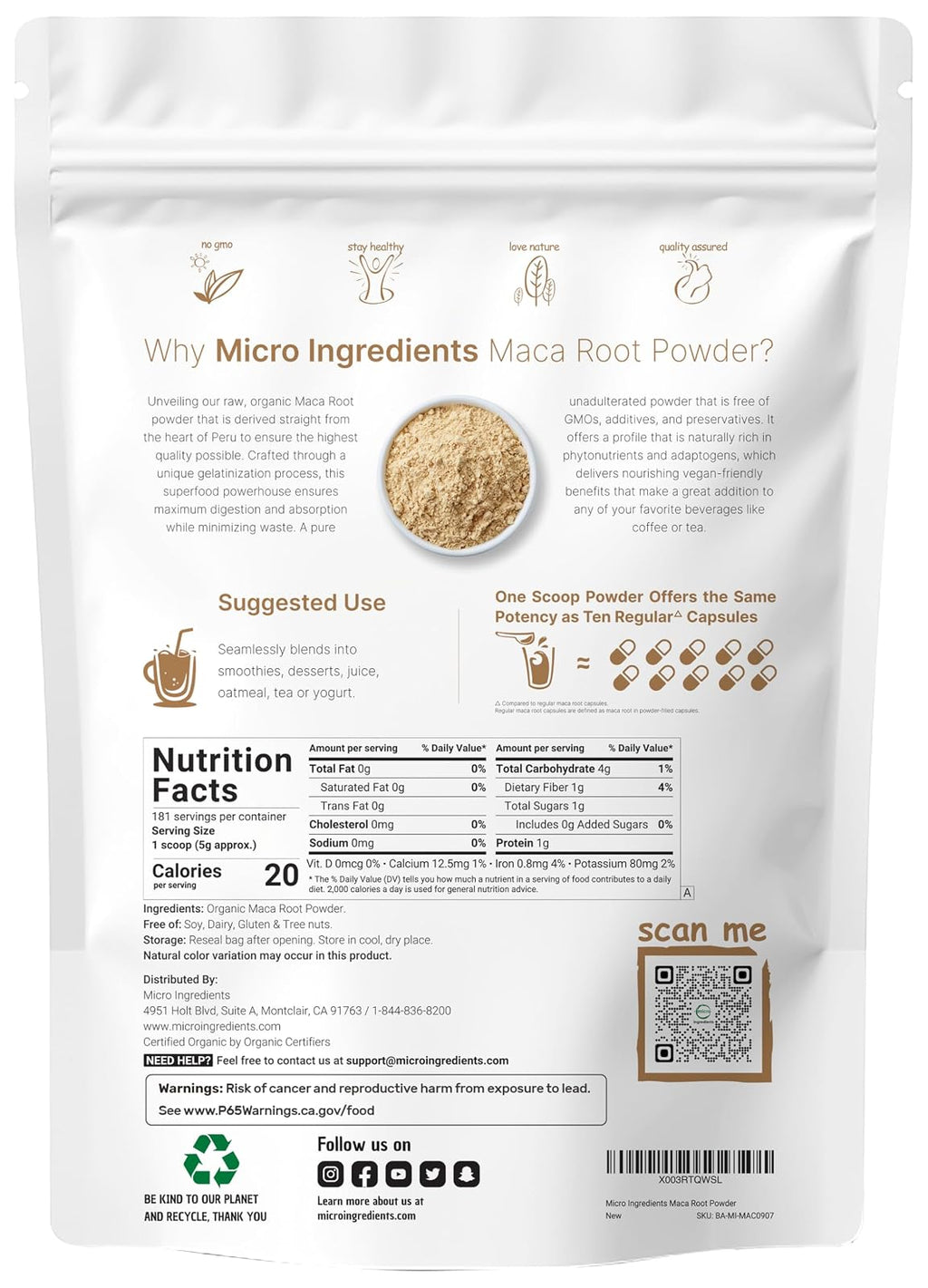 gelatinized maca powder for endurance