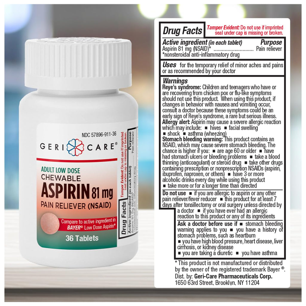 GeriCare aspirin for headache relief