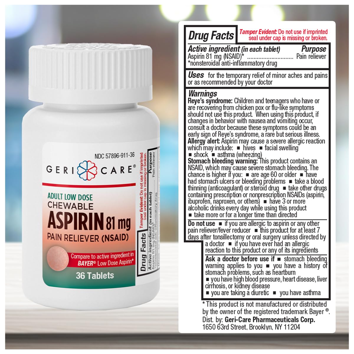 GeriCare aspirin for headache relief