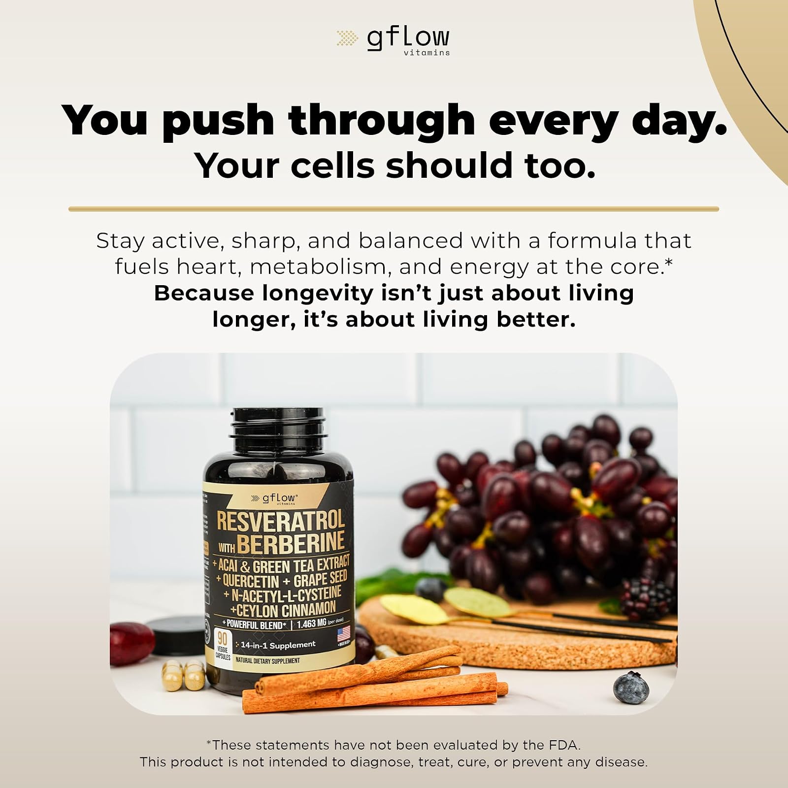 gflow Resveratrol 1000 mg energy and vitality
