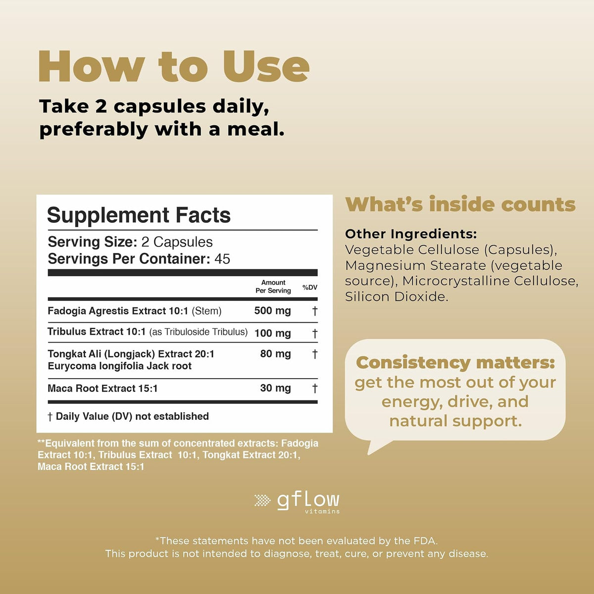 gflow Tongkat Ali herbal supplement capsules