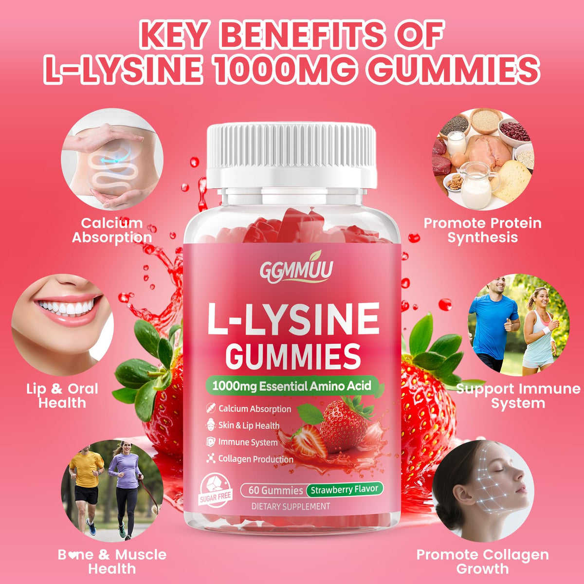GGMMUU L-Lysine gummies for cold sores