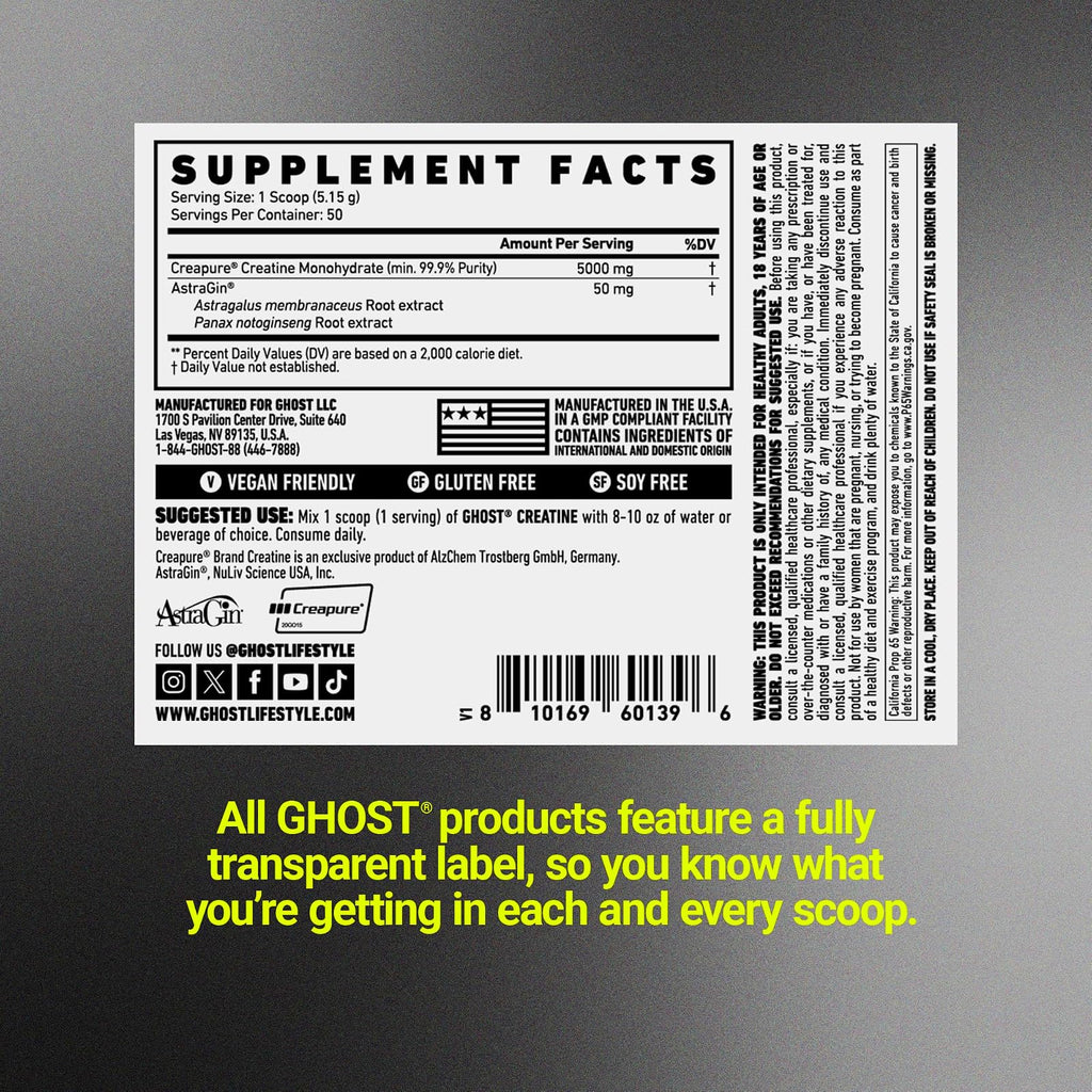GHOST creatine powder for energy boost