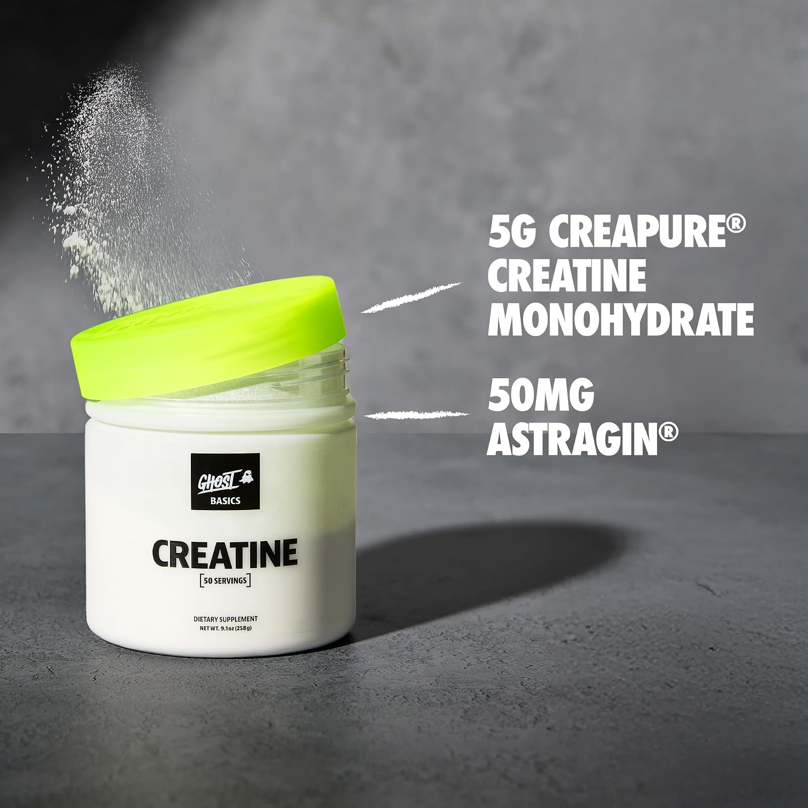 GHOST creatine powder supports workout recovery