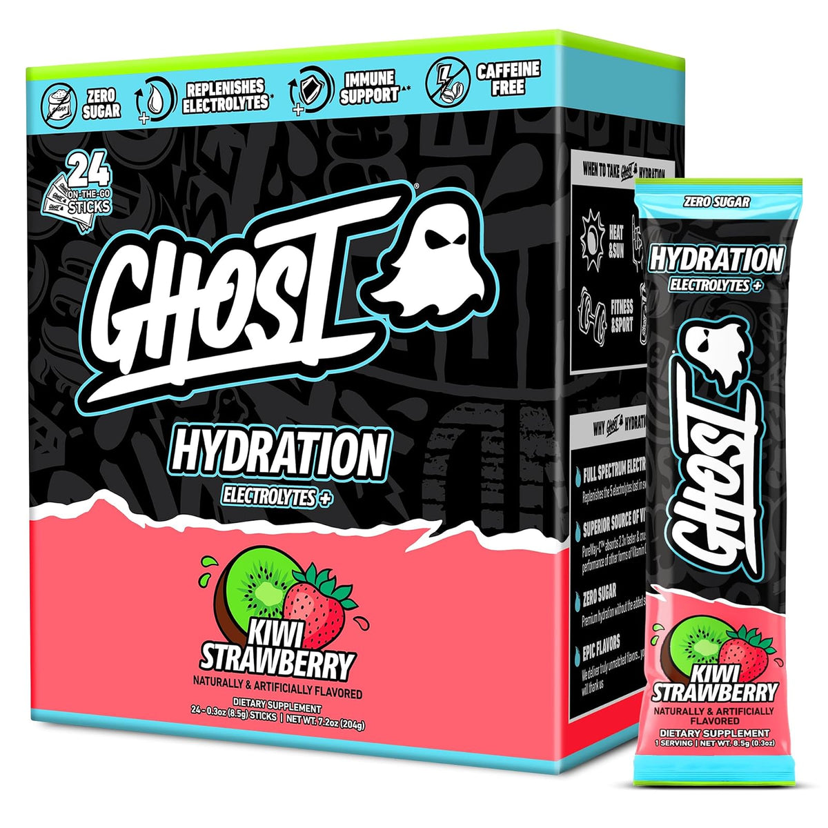 GHOST hydration sticks kiwi strawberry