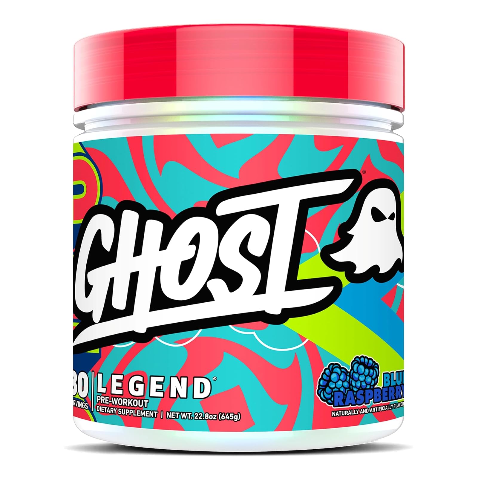 GHOST pre-workout powder blue raspberry