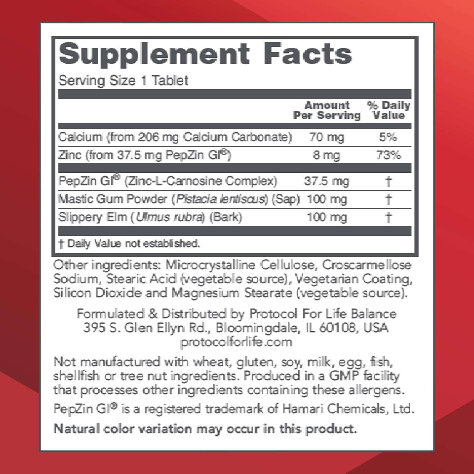 GI Guard tablets with PepZin GI