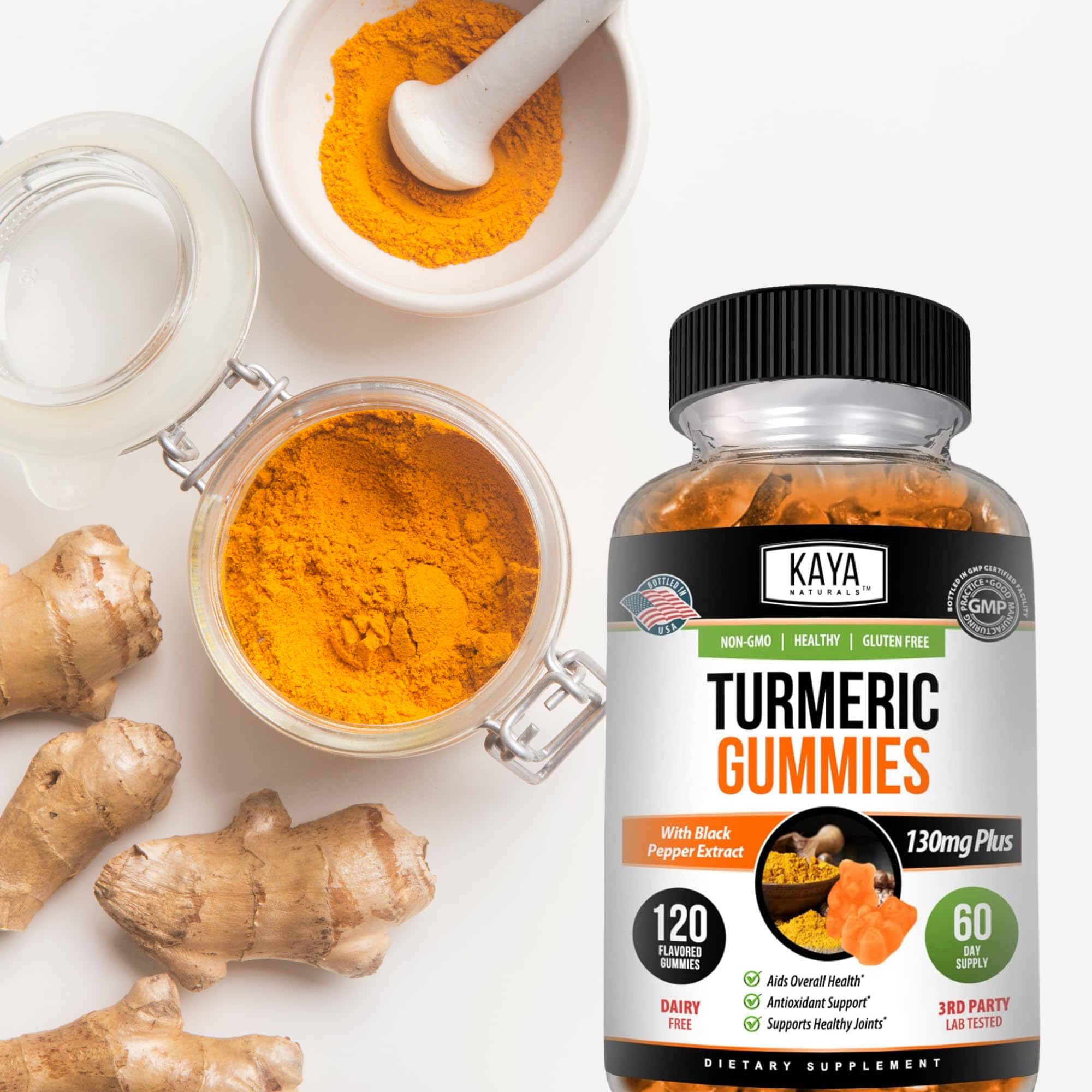 Ginger and turmeric gummies for energy