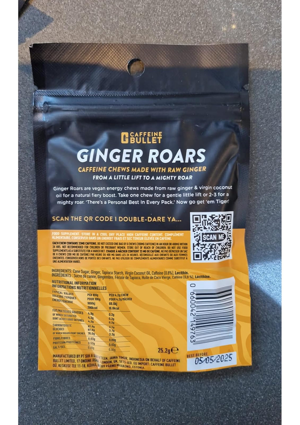 Ginger Roars energy chews for on-the-go