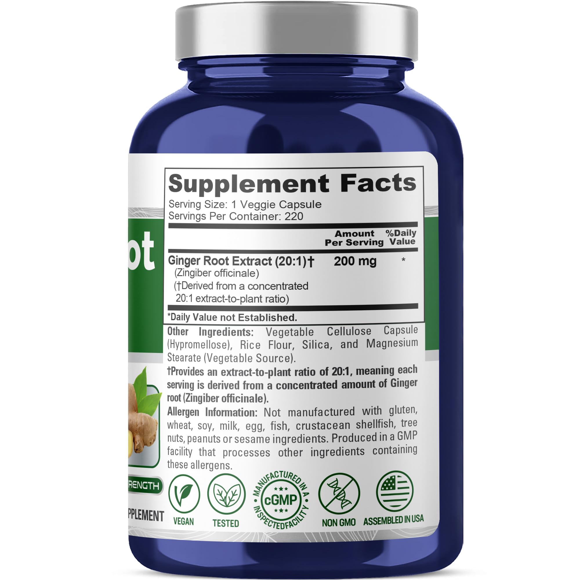 Ginger root extract for natural energy