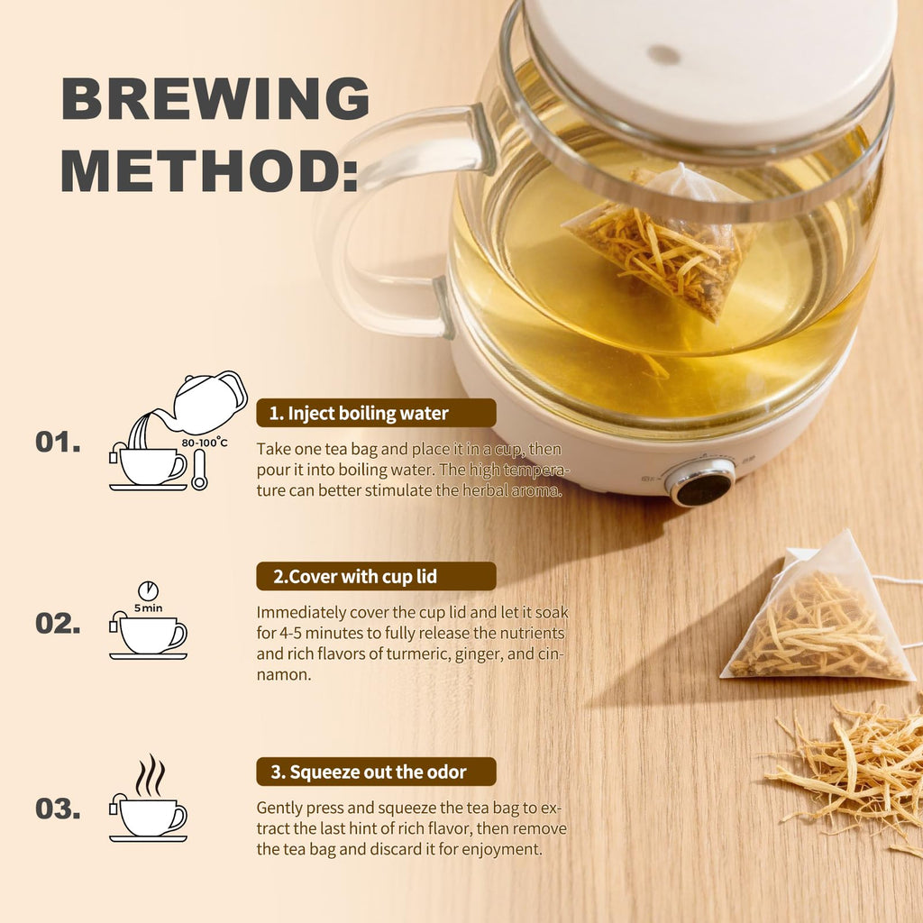 Ginger tea bags for daily hydration