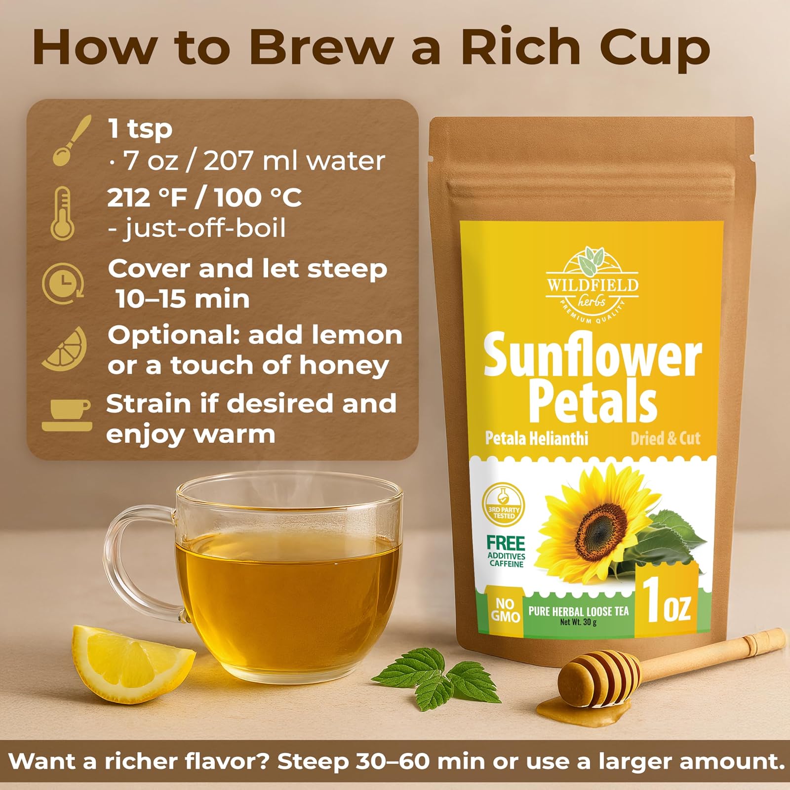 ginger tea with sunflower petals