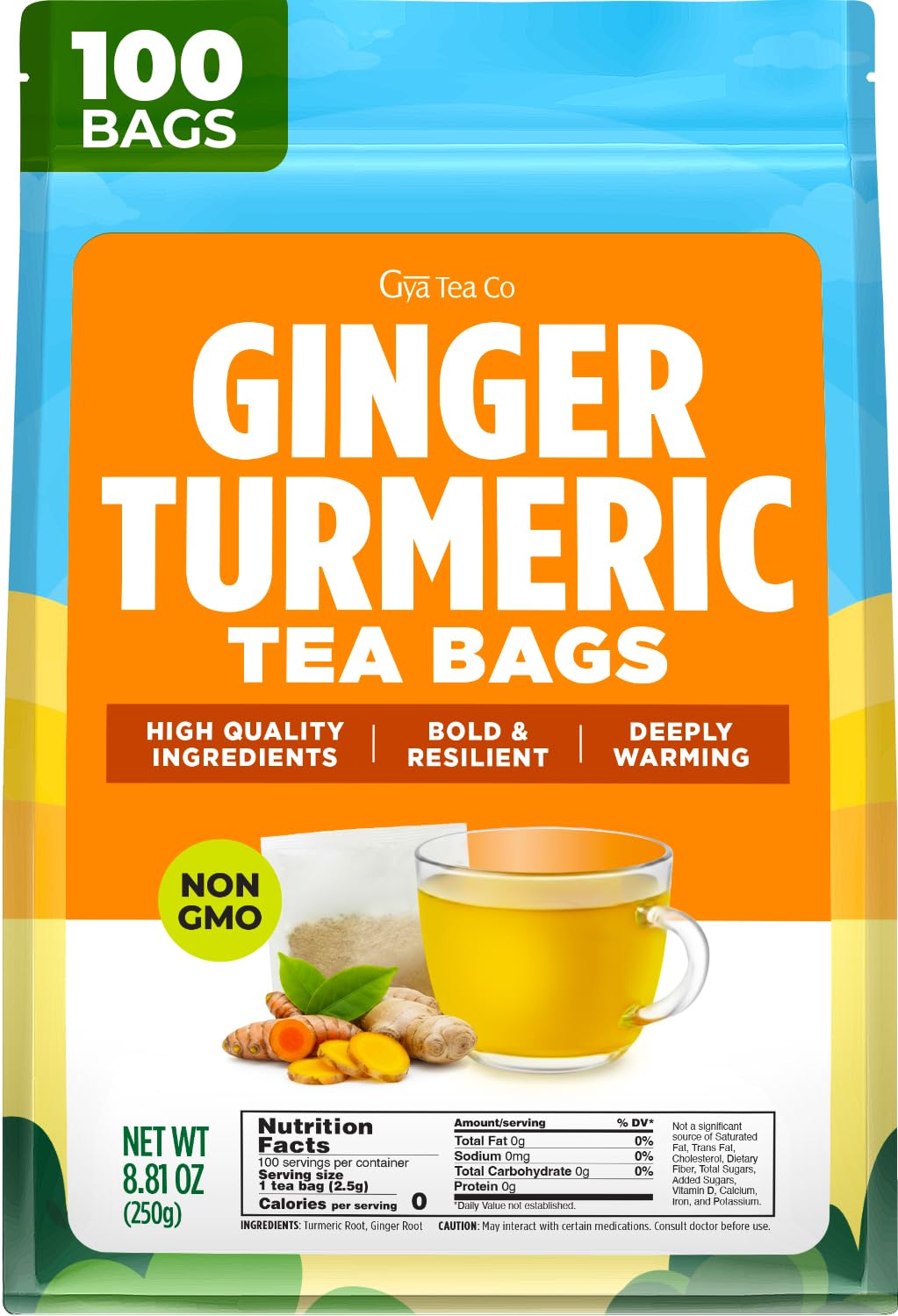 Ginger turmeric tea bags 100 count