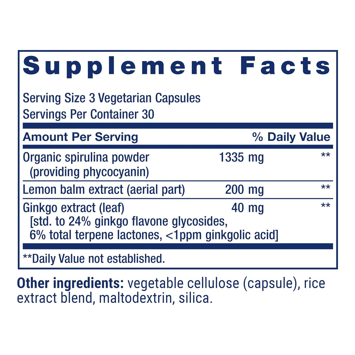 Ginkgo Biloba and spirulina blend