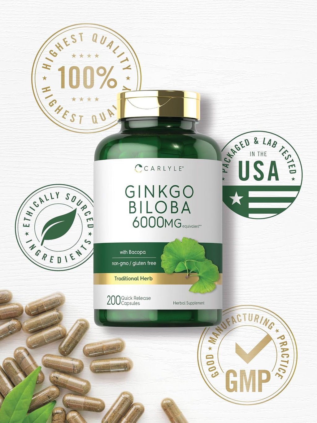 Ginkgo biloba capsules for mental clarity