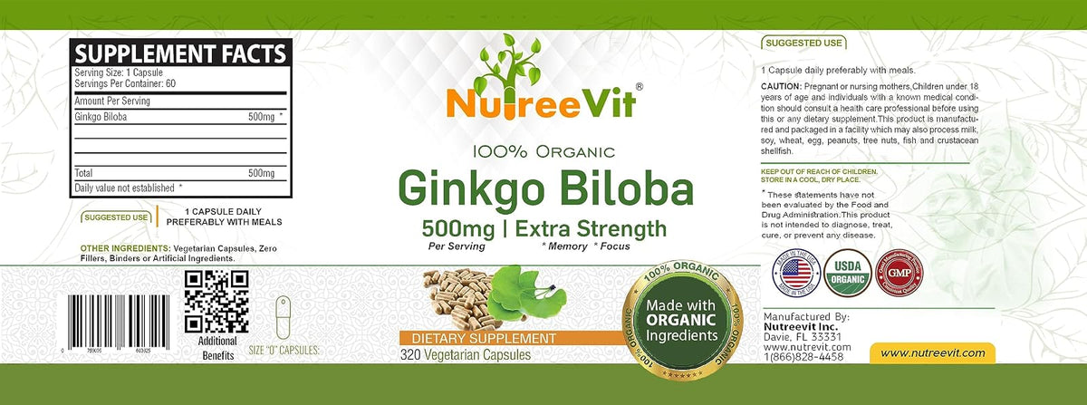 Ginkgo Biloba capsules for mental clarity