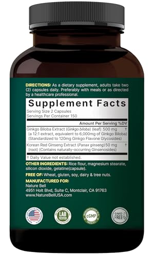 Ginkgo biloba capsules for overall wellness