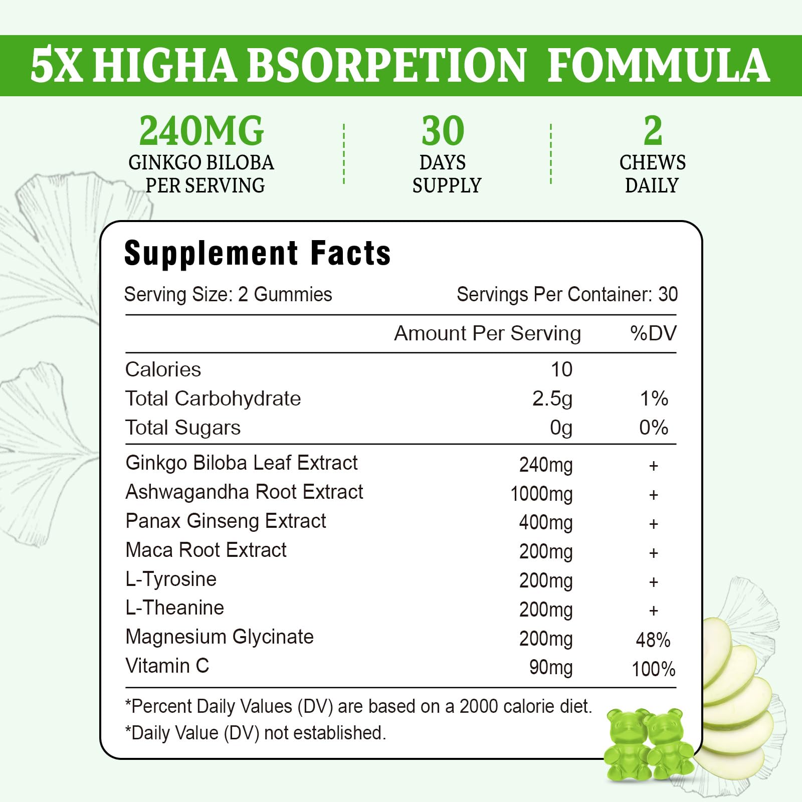 ginkgo biloba gummies for brain health