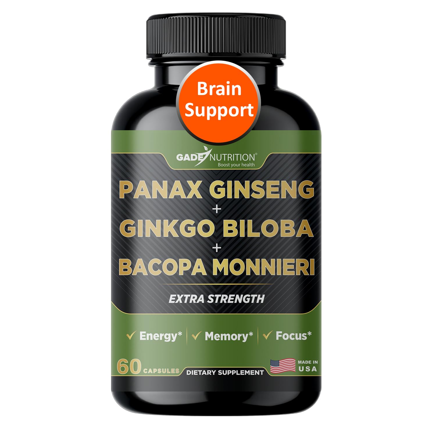 Ginkgo biloba herbal supplement capsules
