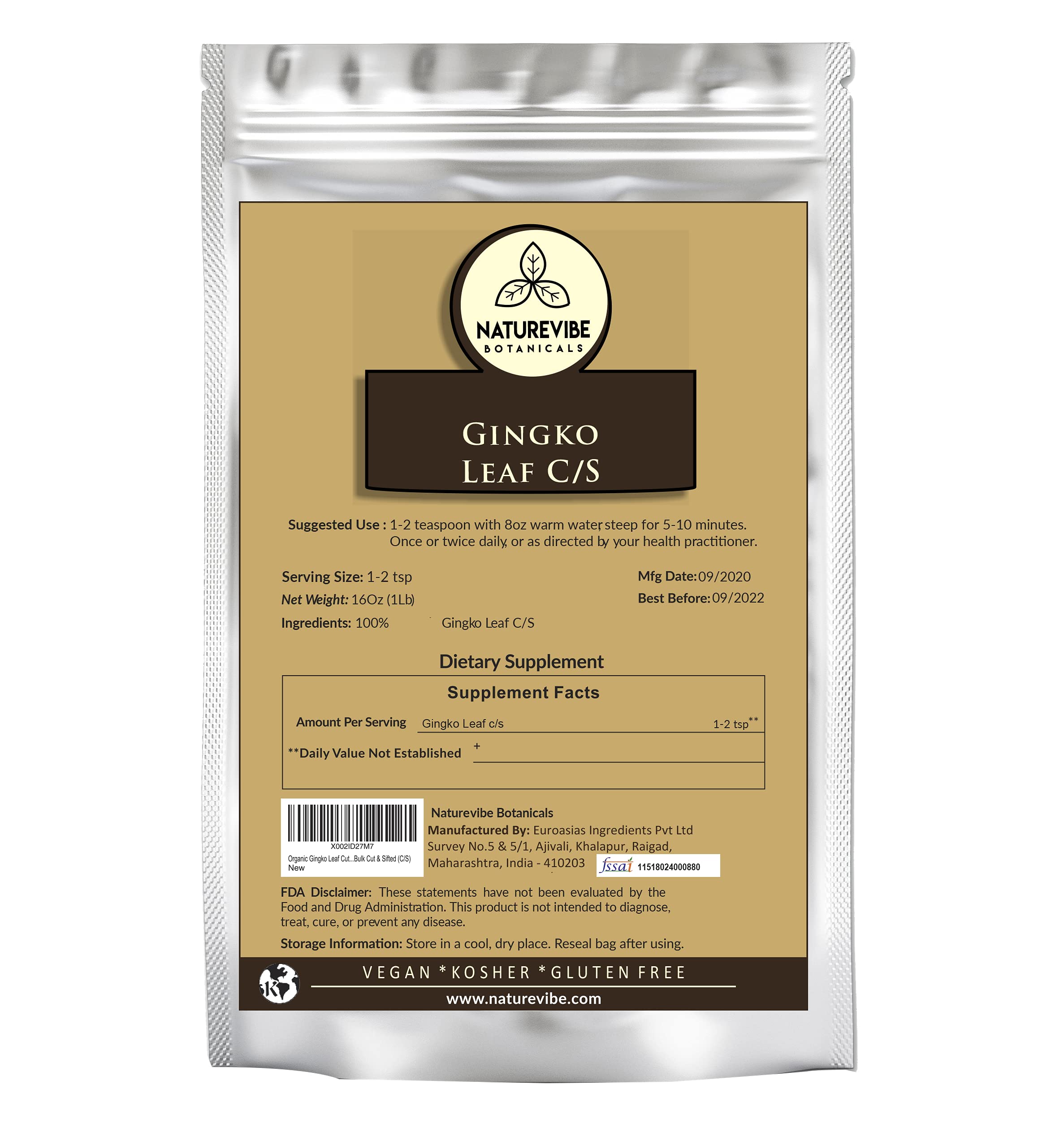 ginkgo biloba leaf cut for memory