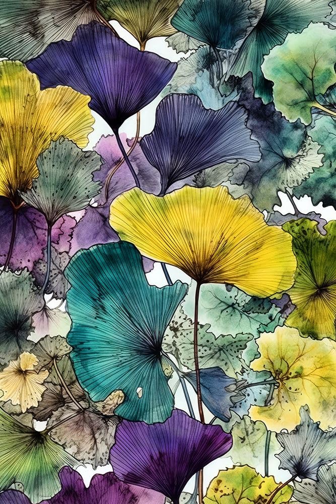 Ginkgo Biloba leaves poster art