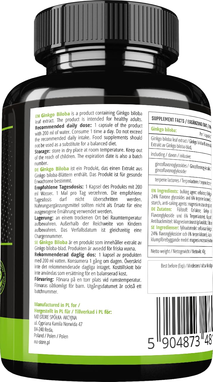 ginkgo biloba tablet for enhanced focus