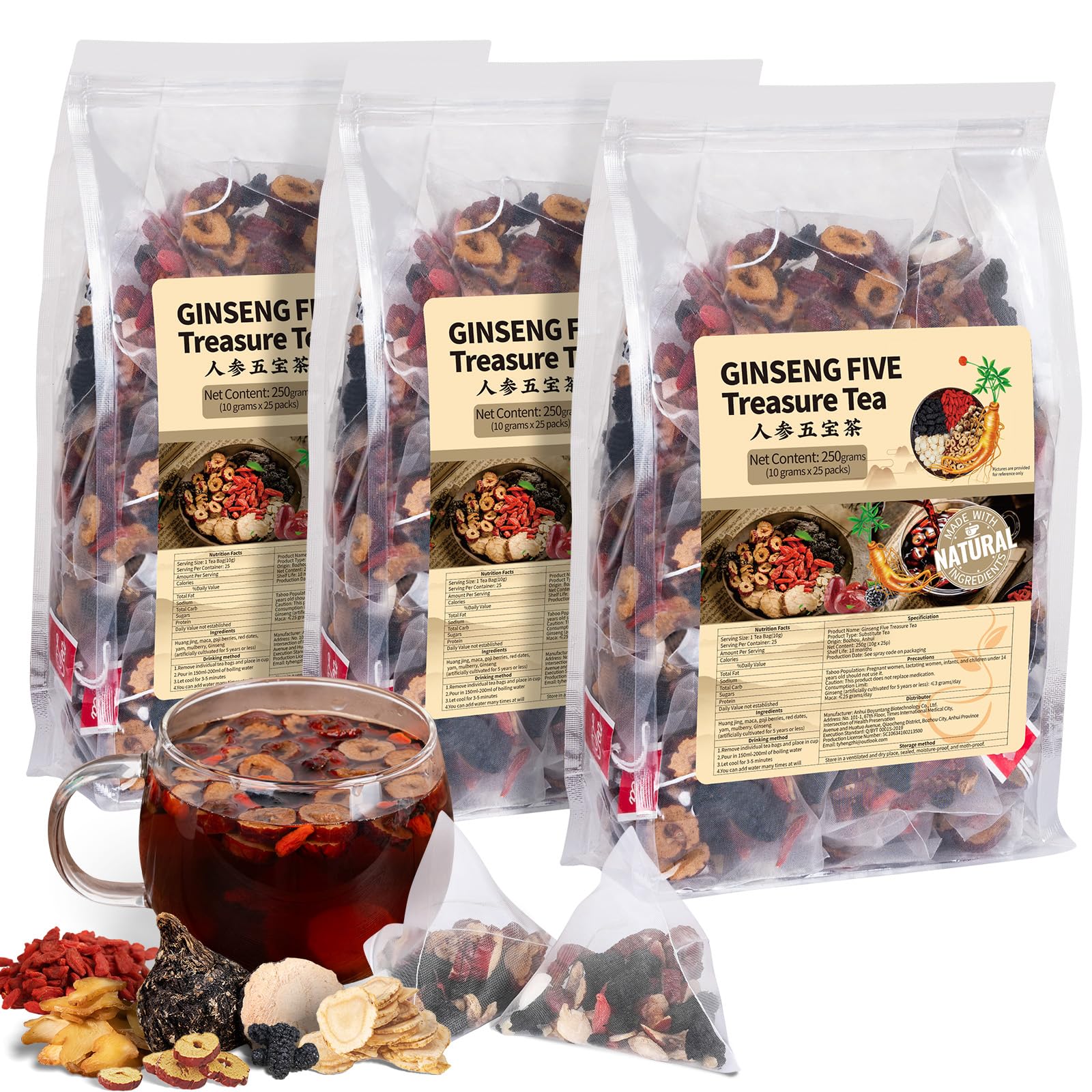 Ginseng Five Treasures herbal tea bags