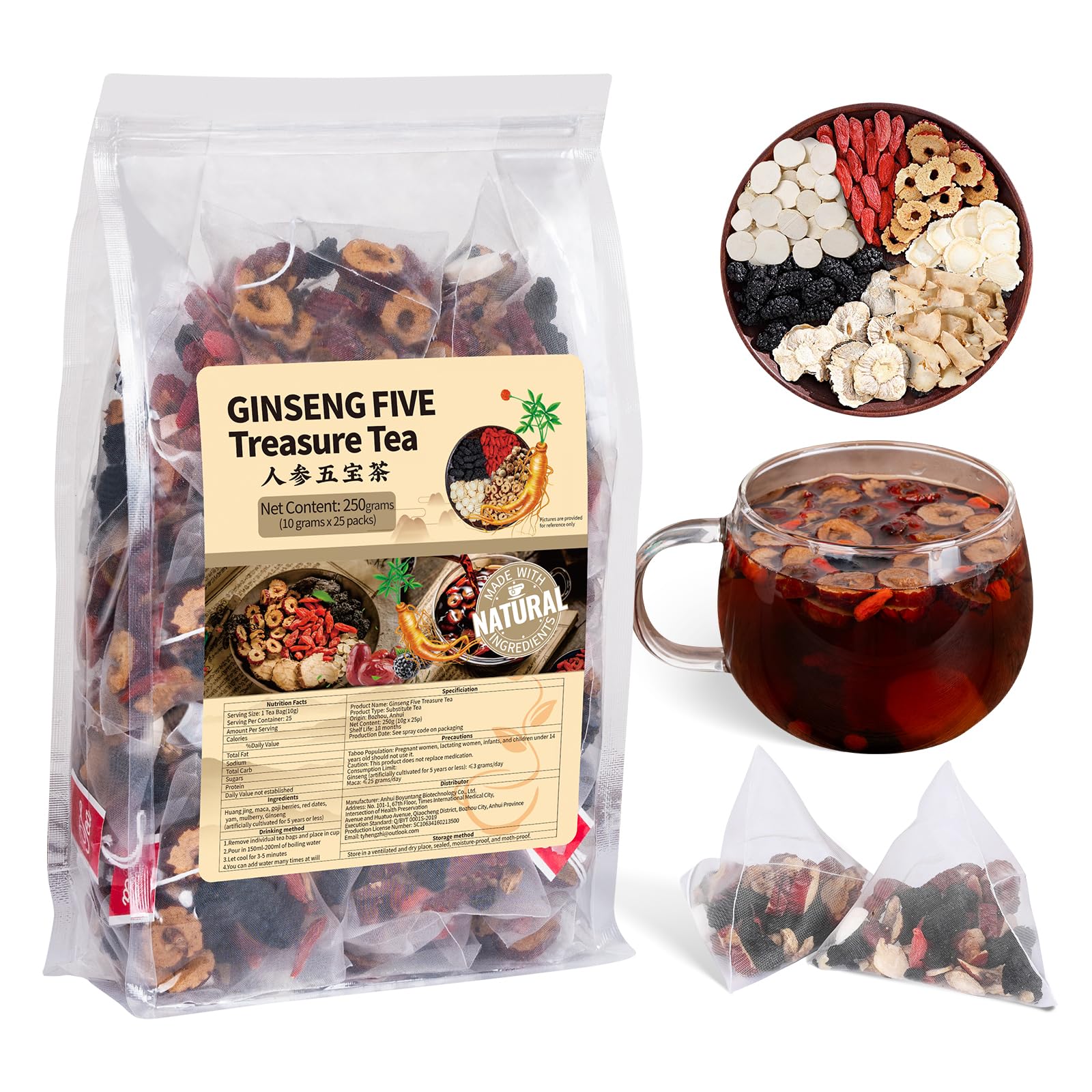 Ginseng Five Treasures herbal tea bags