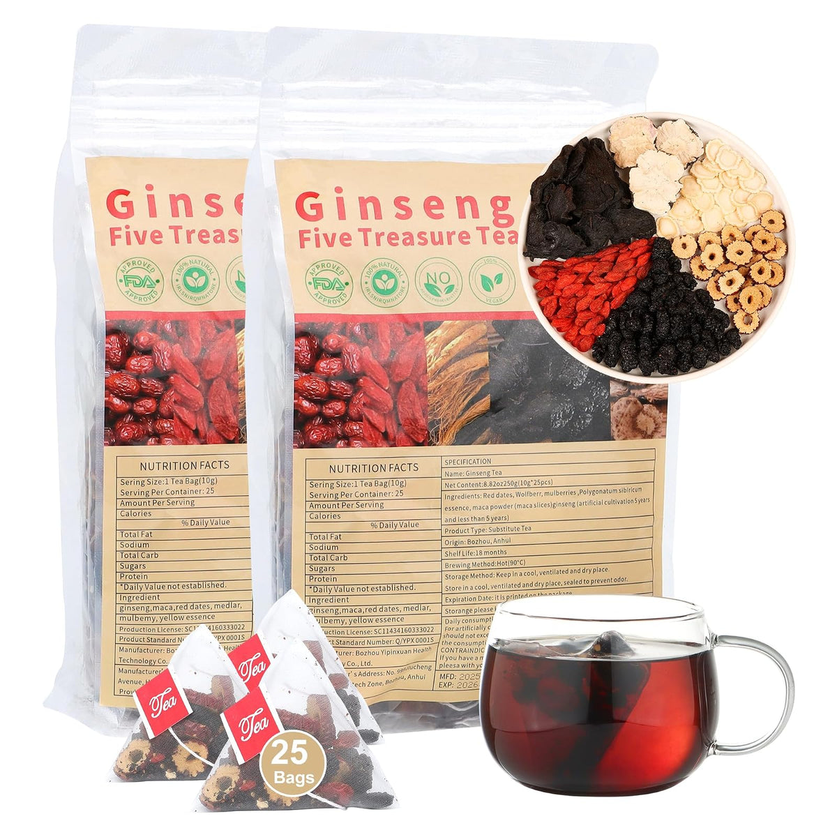 Ginseng Five Treasures Tea bags