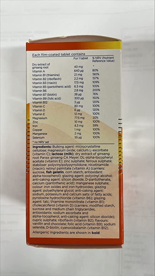 Ginseng infused blended vitamin & mineral caplets