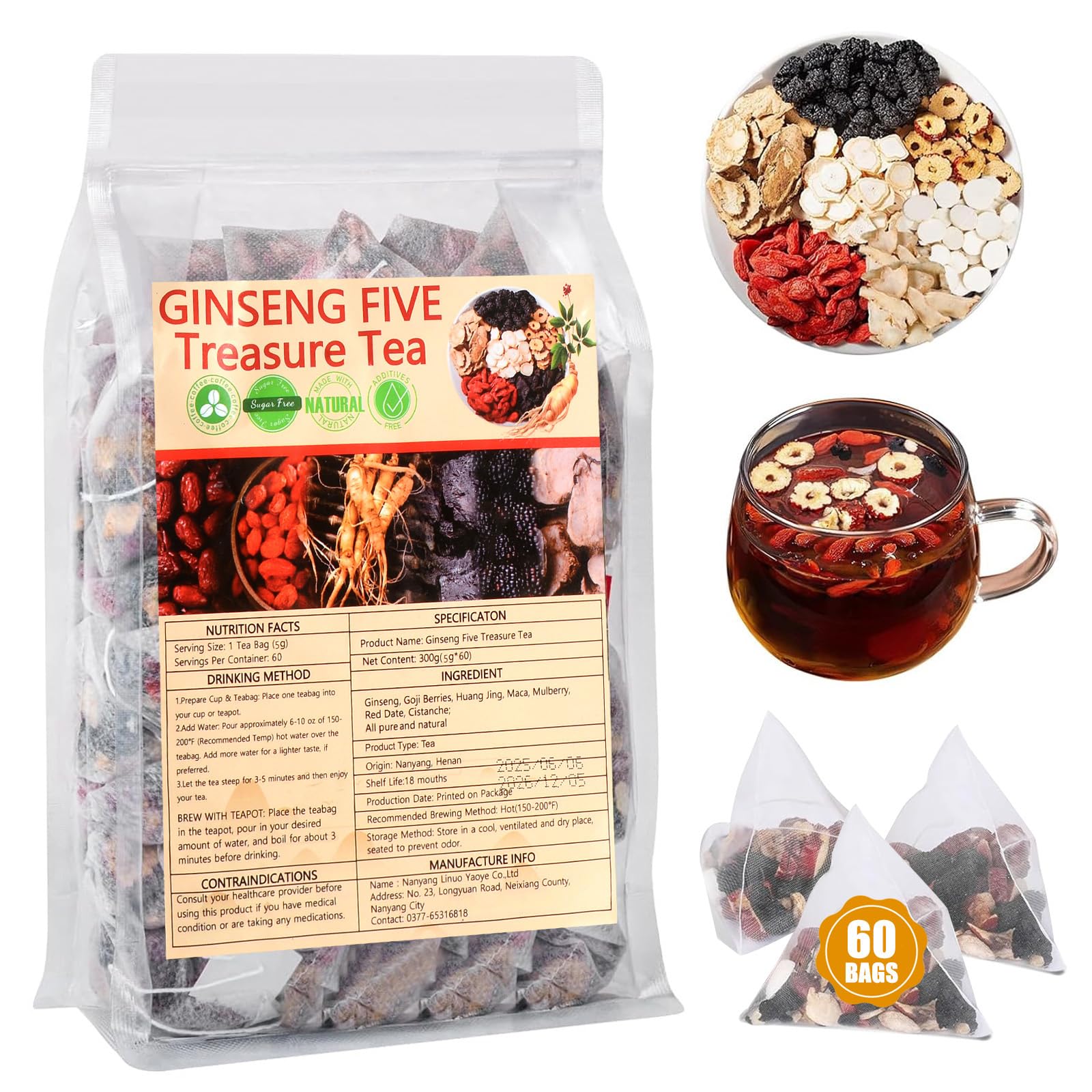Ginseng Six Treasure herbal tea bags