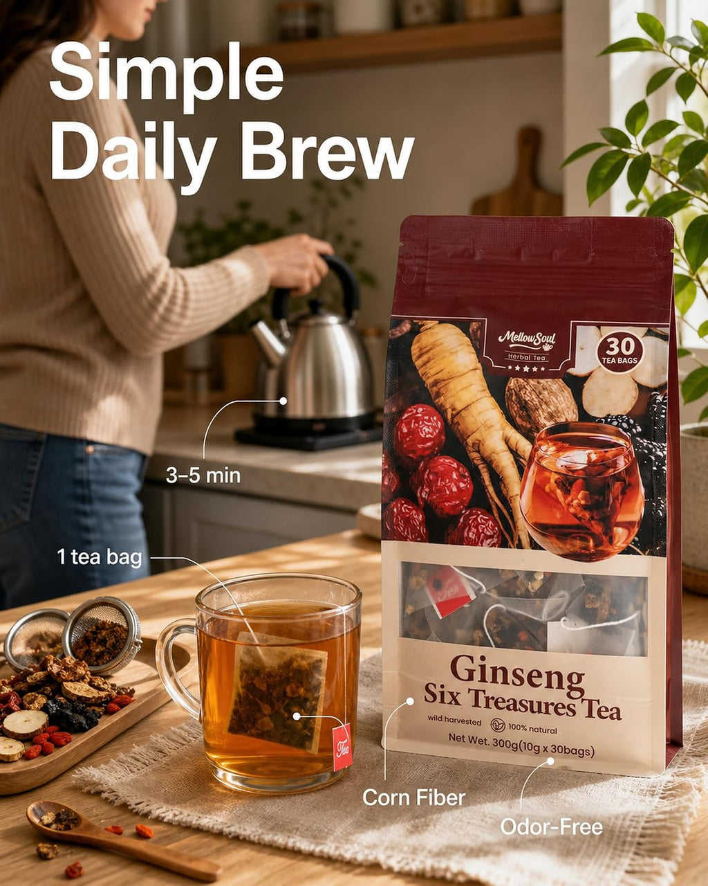 Ginseng Six Treasure Tea for relaxation