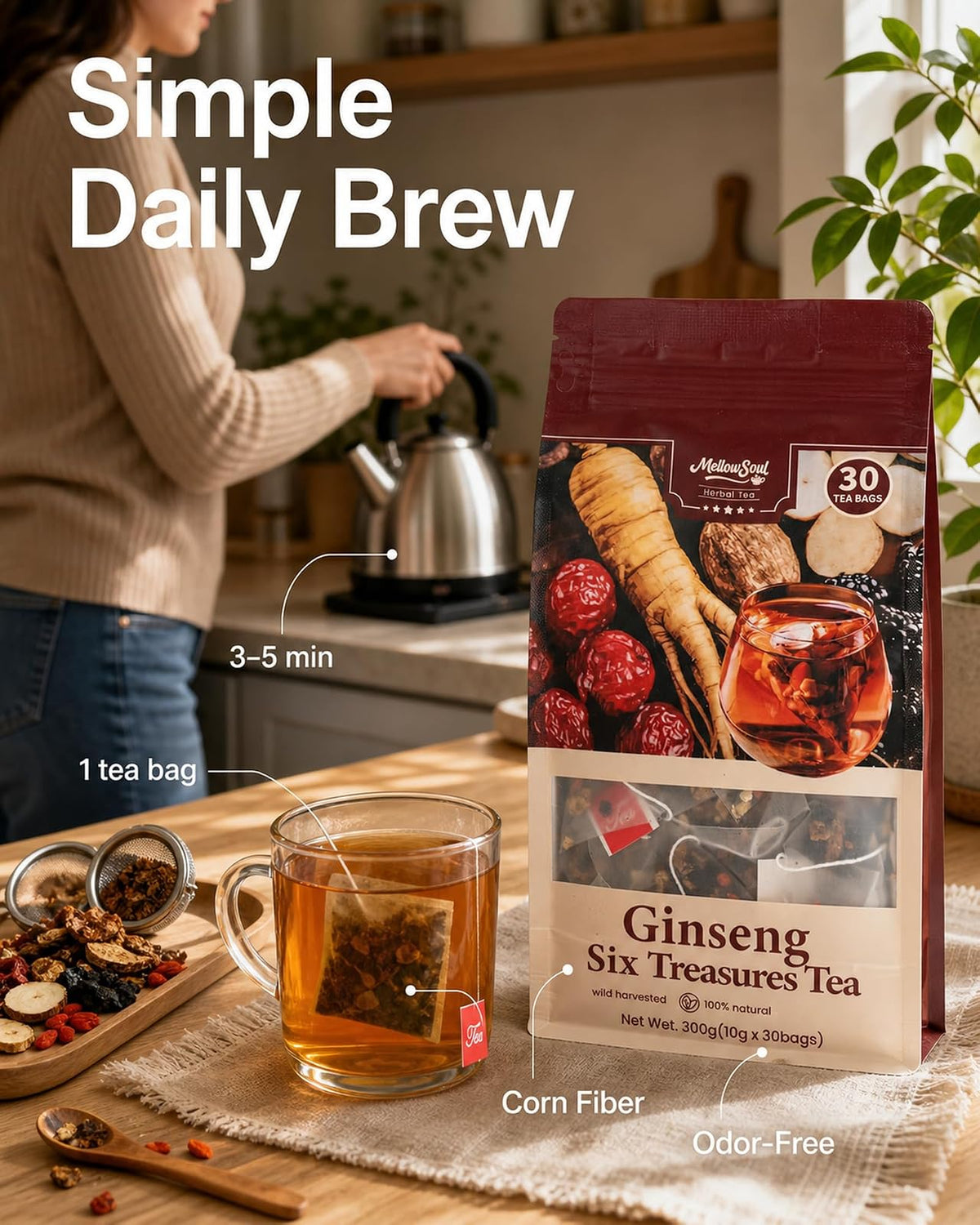 Ginseng Six Treasure Tea for relaxation