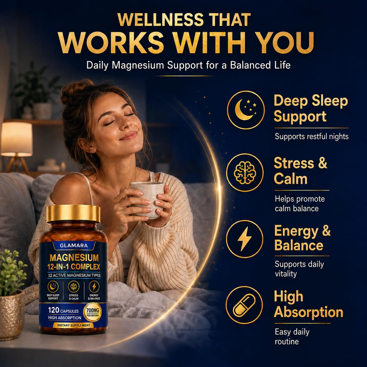Glamara magnesium capsules for relaxation
