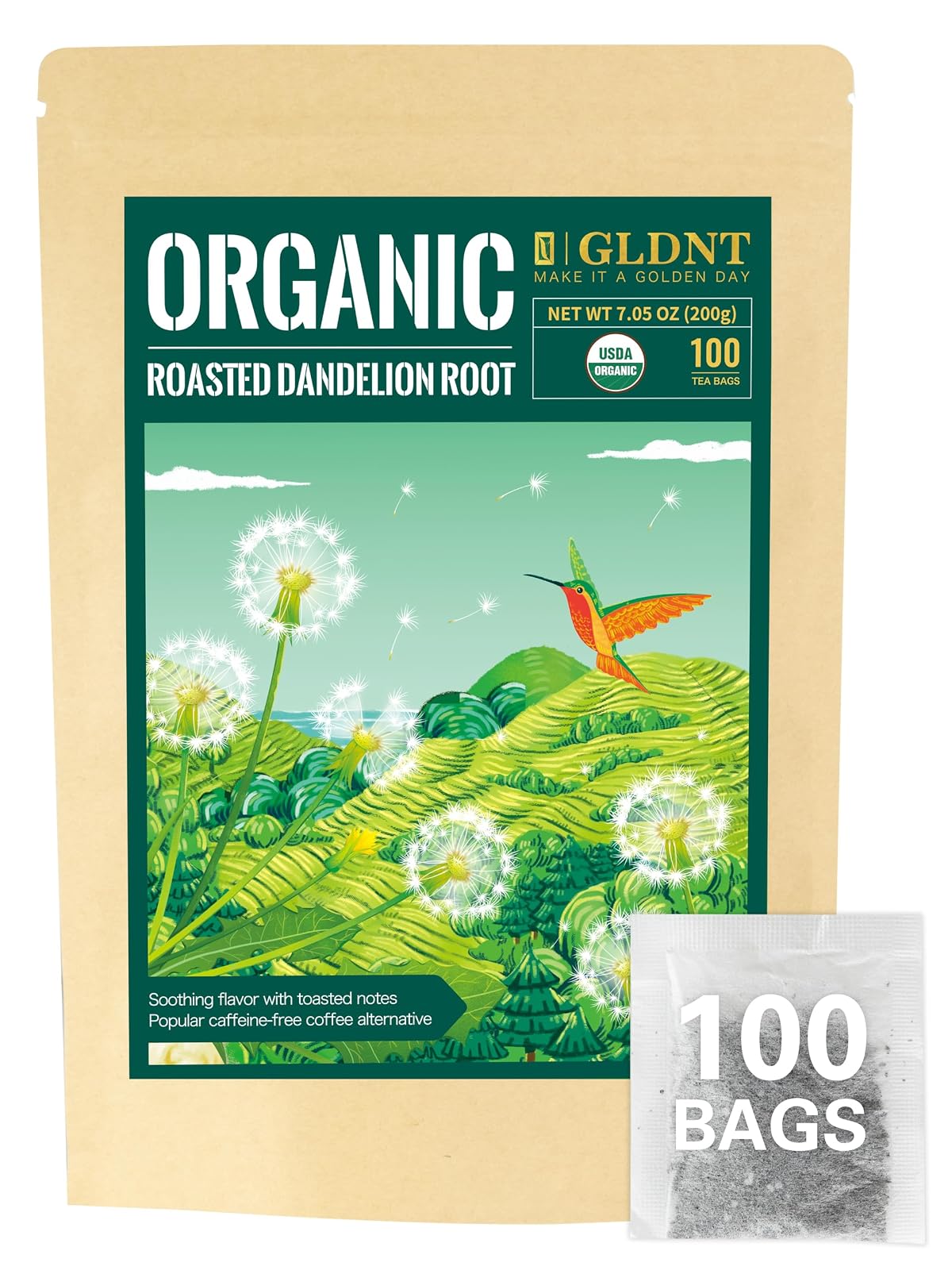 GLDNT organic dandelion root tea bags