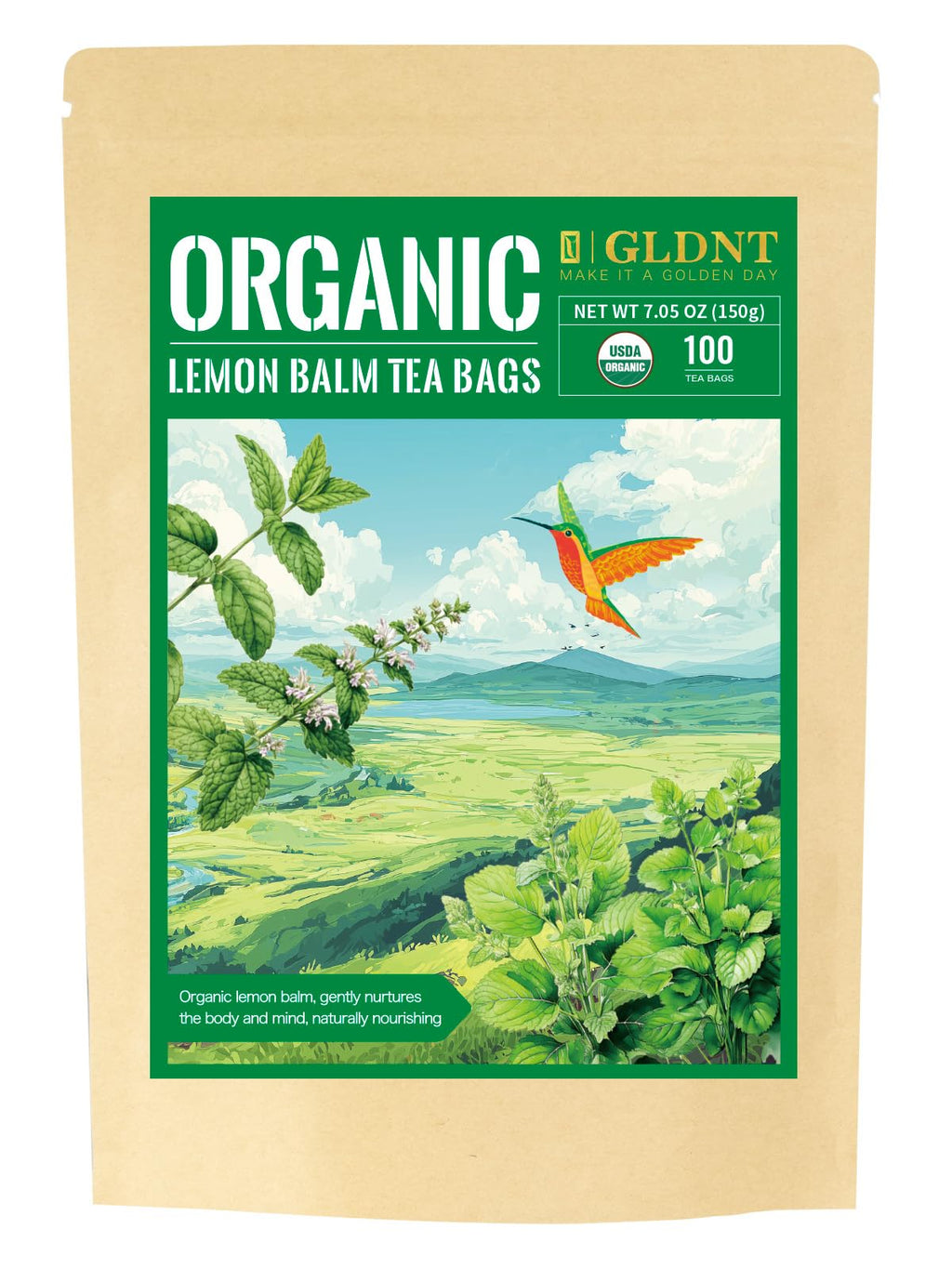 GLDNT organic lemon balm tea bags