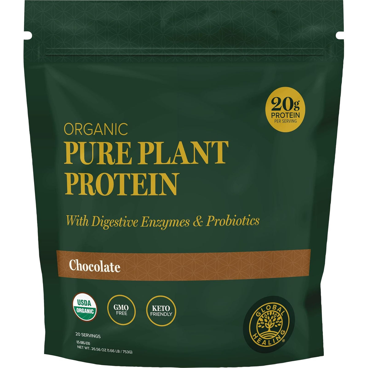 Global Healing chocolate protein powder