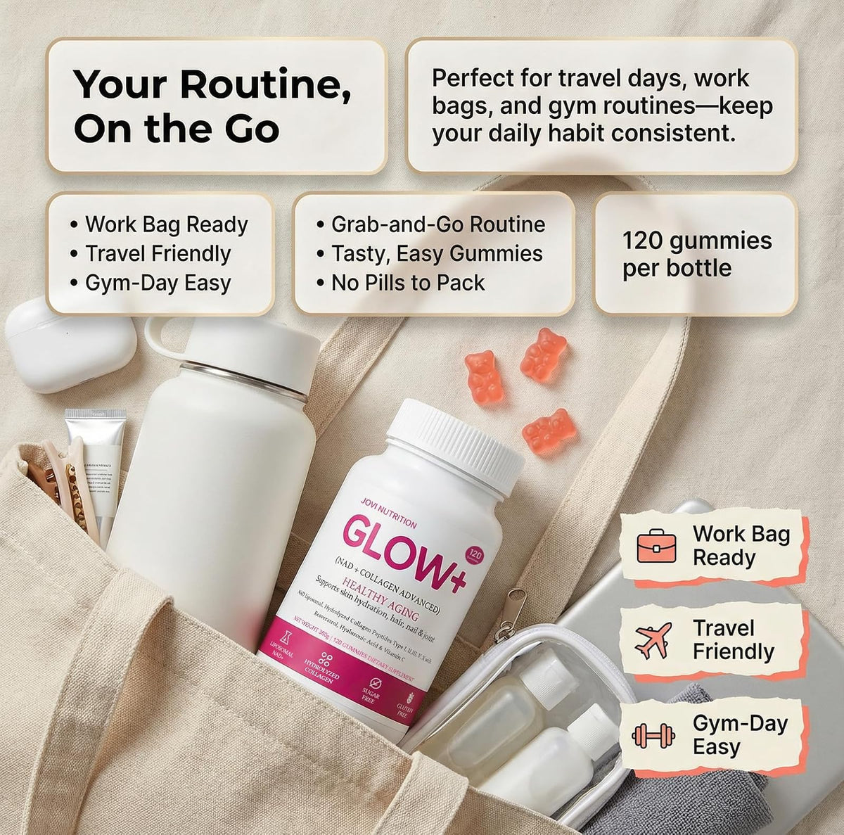Glow+ gummies for radiant skin support