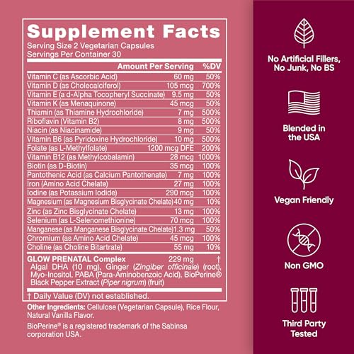 Glow prenatal vitamins for energy boost