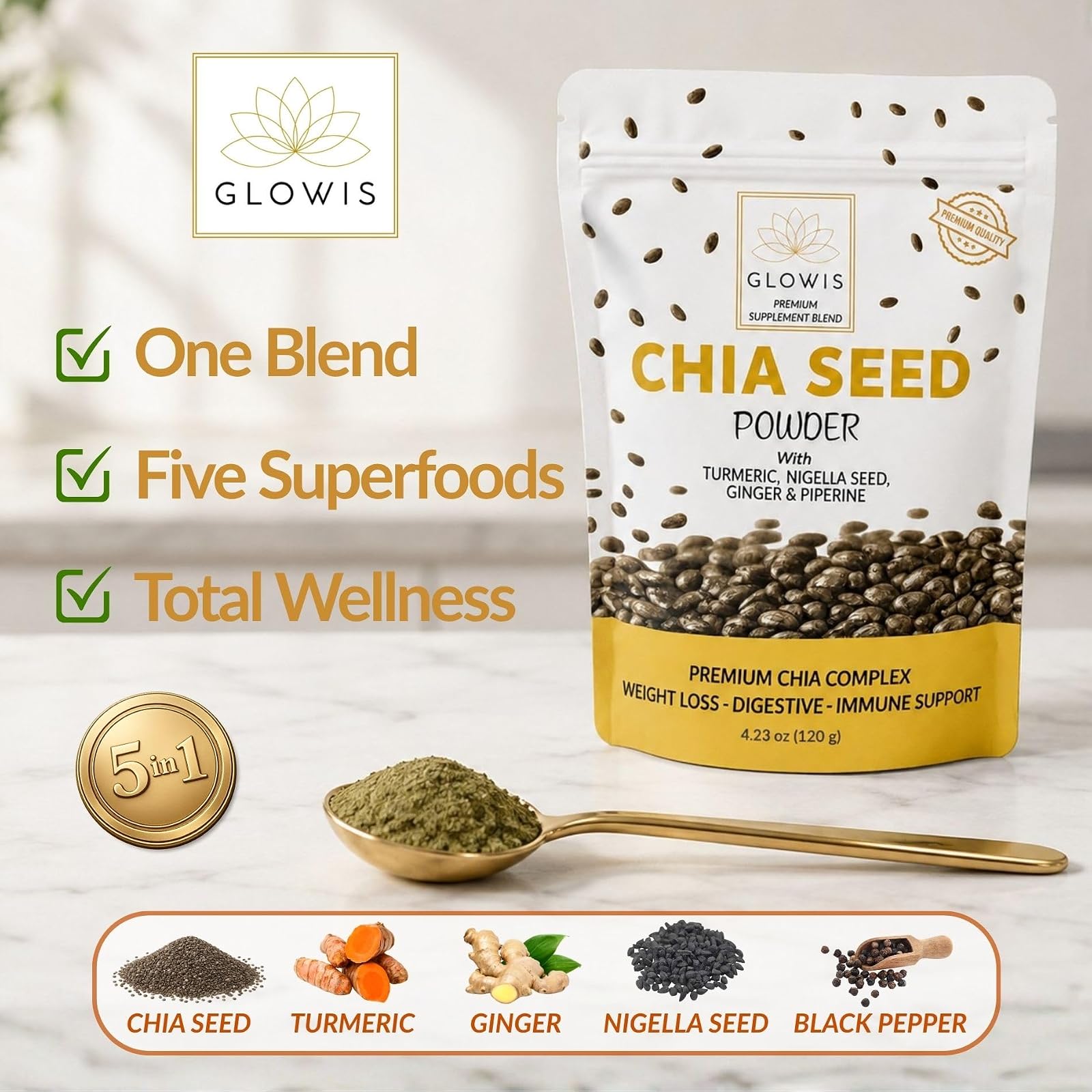 GLOWIS chia seed powder for smoothies
