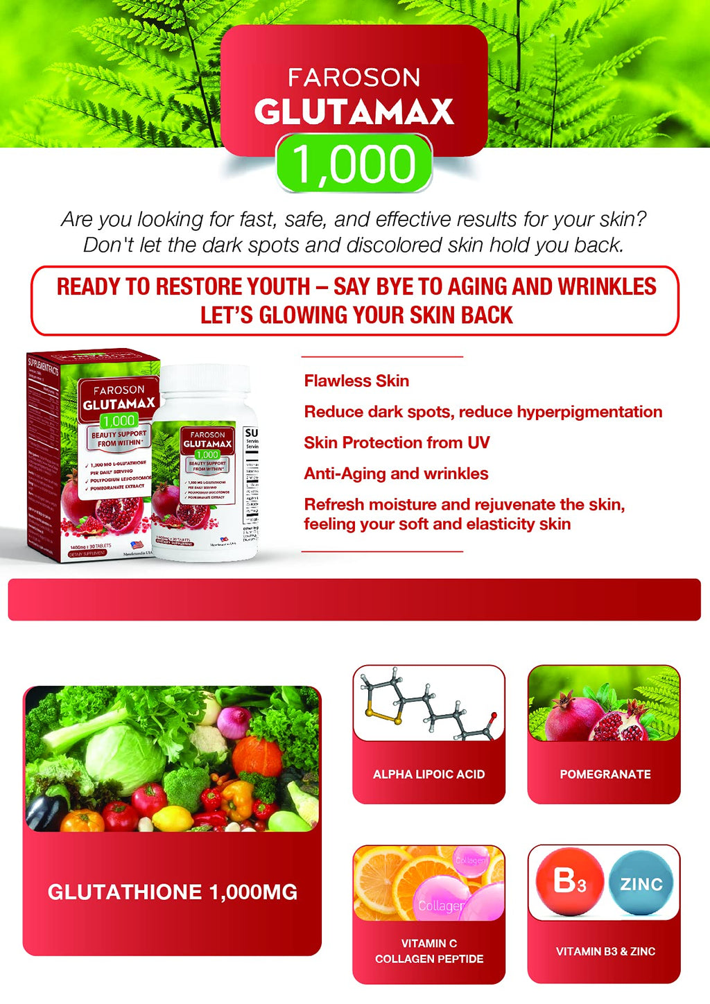 Glutathione benefits for skin rejuvenation