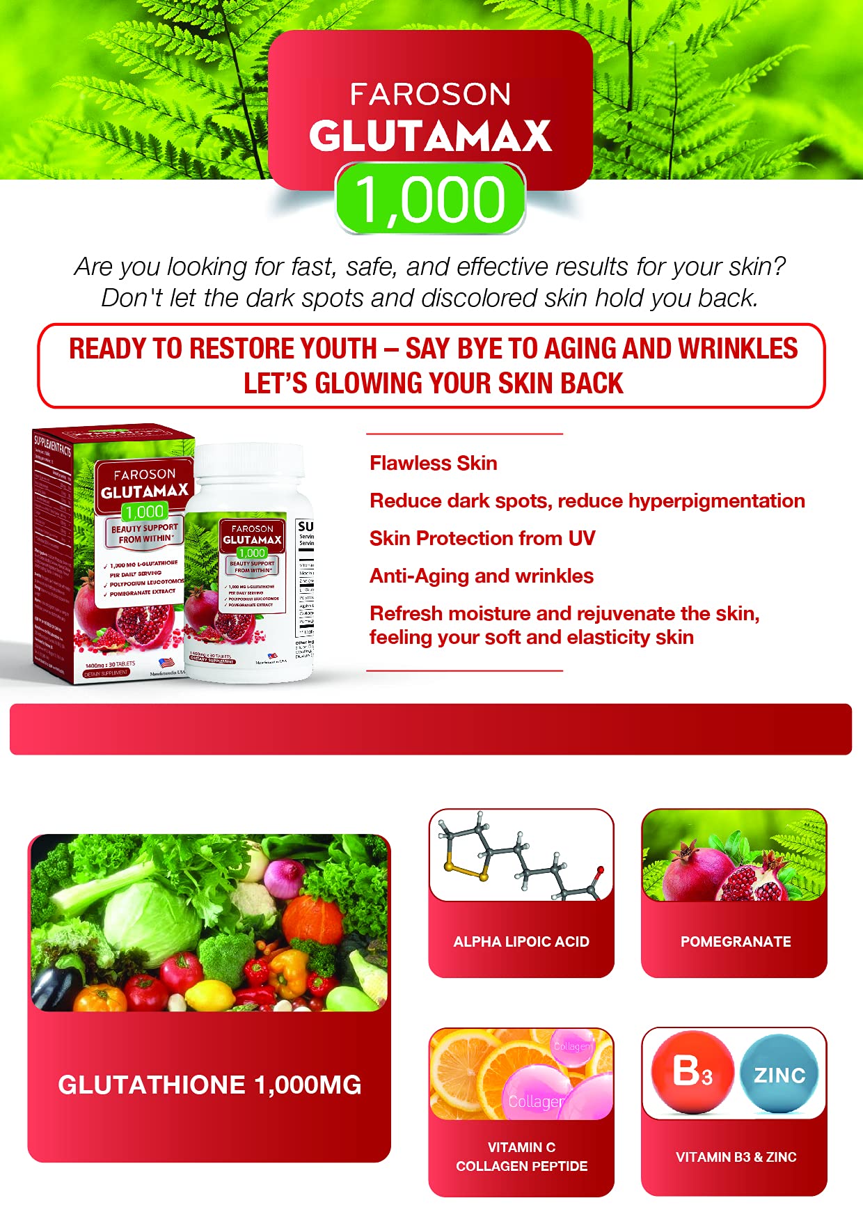 Glutathione benefits for skin rejuvenation