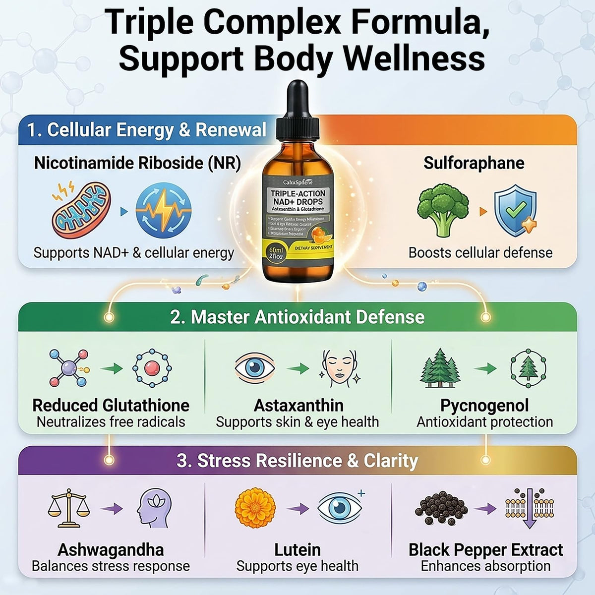 Glutathione support for energy